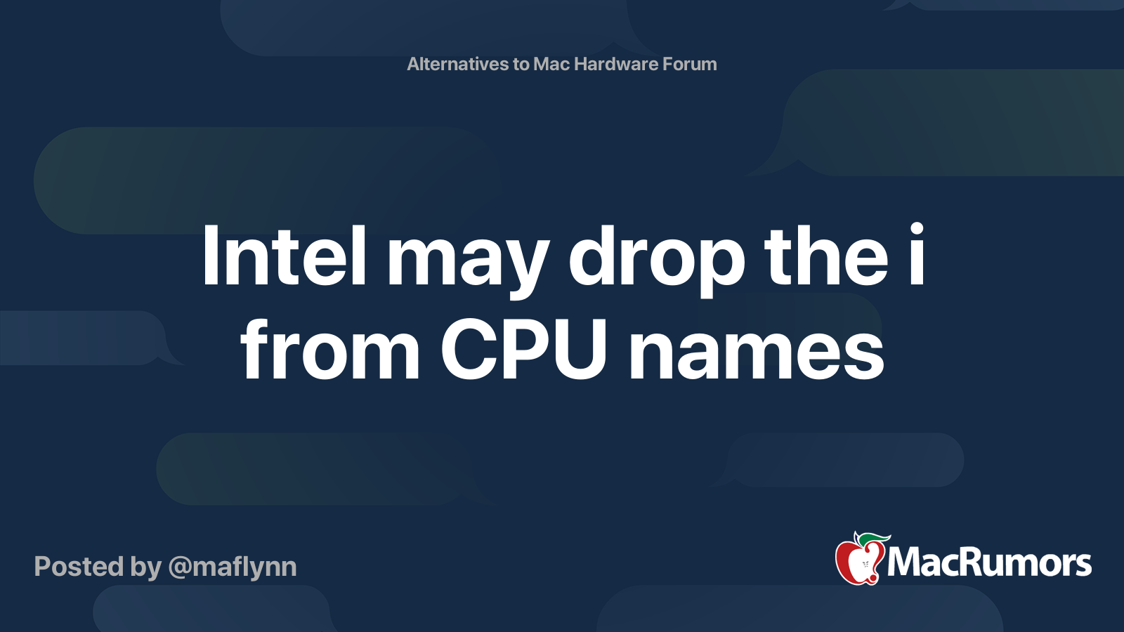 Intel may drop the i from CPU names | MacRumors Forums
