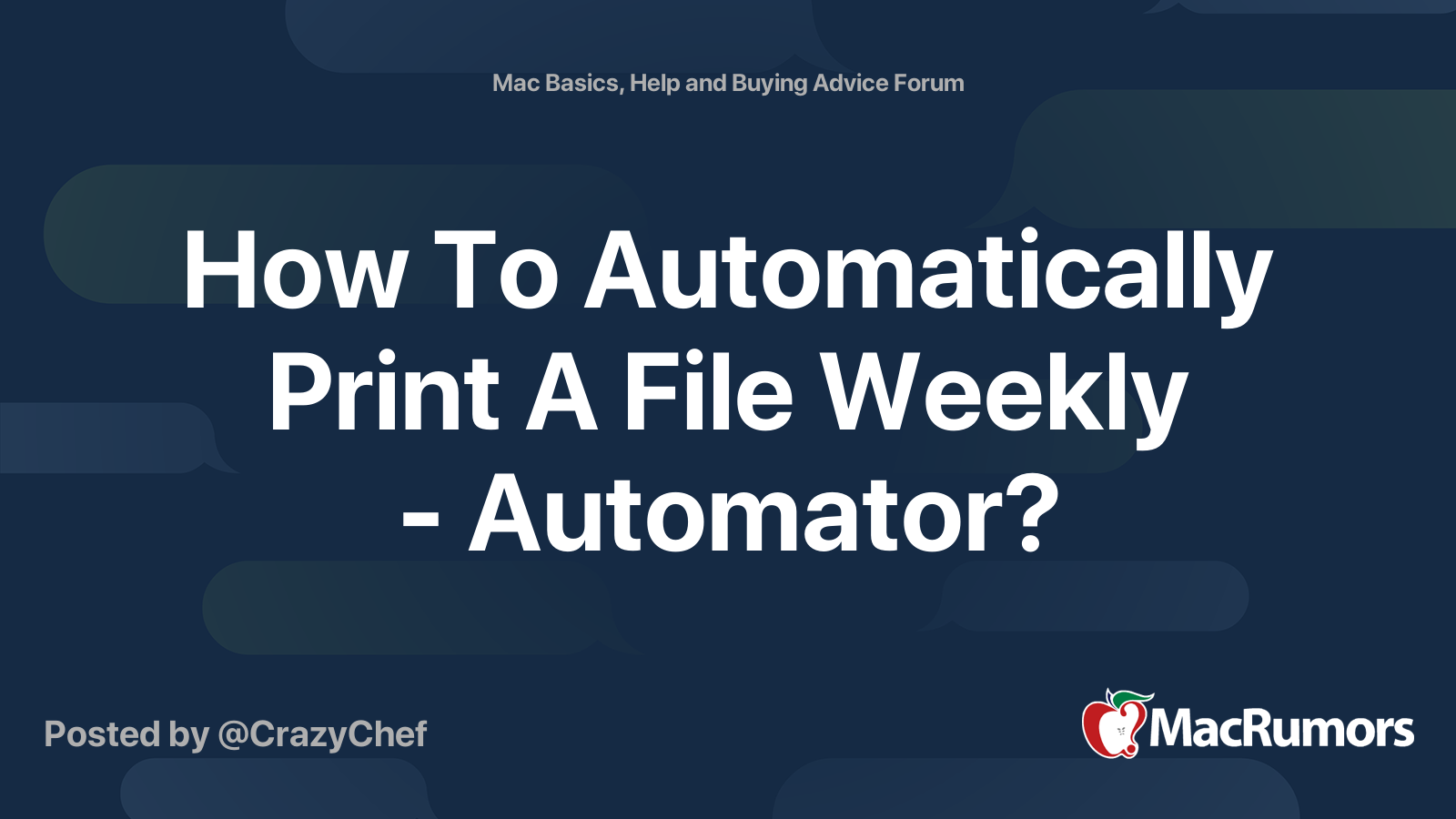 How To Automatically Print A File Weekly Automator Macrumors Forums 