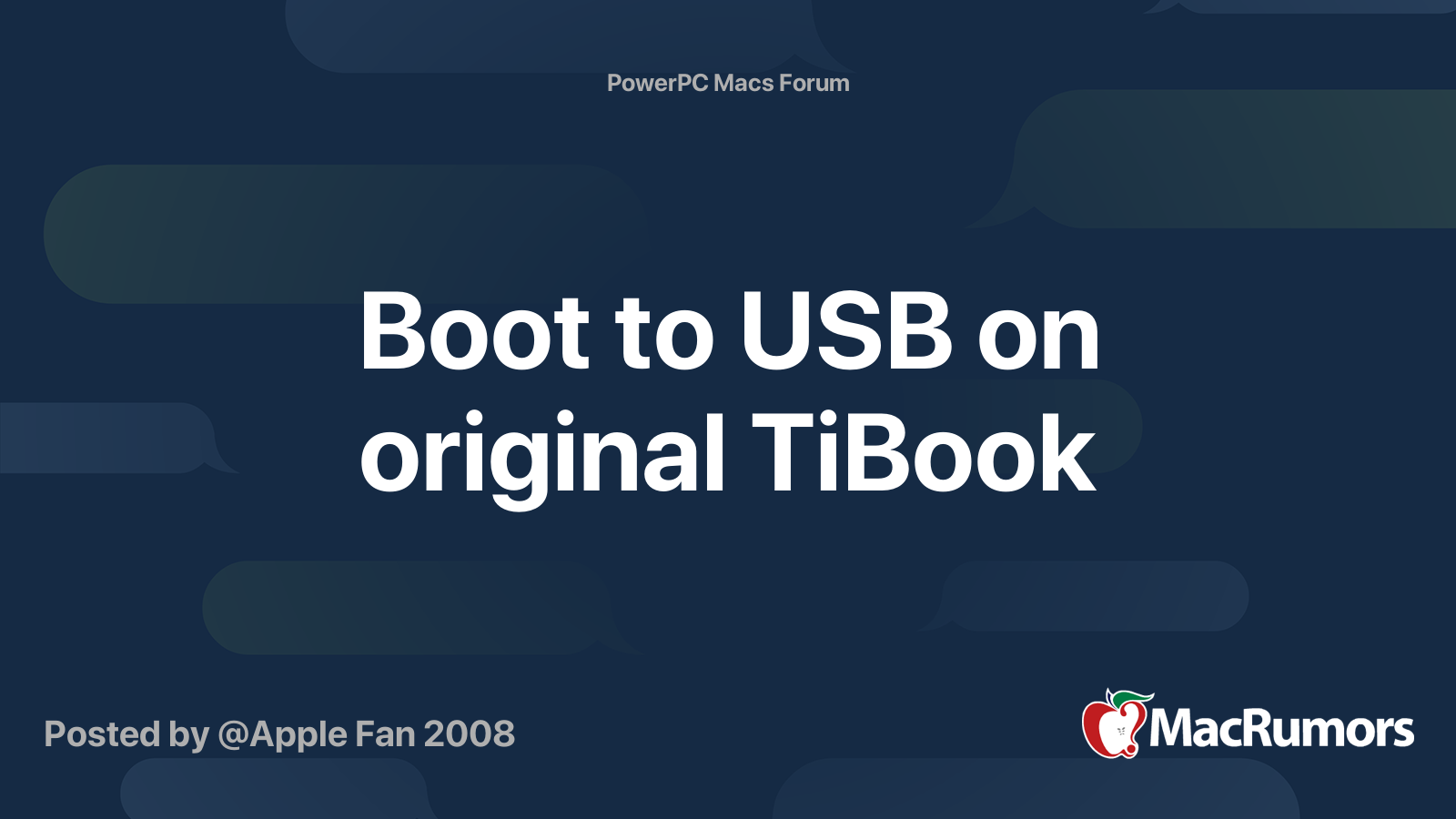 Boot to USB on original TiBook | MacRumors Forums