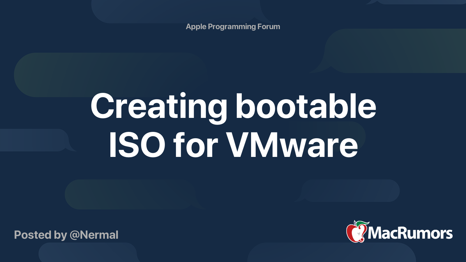 Creating bootable ISO for VMware | MacRumors Forums