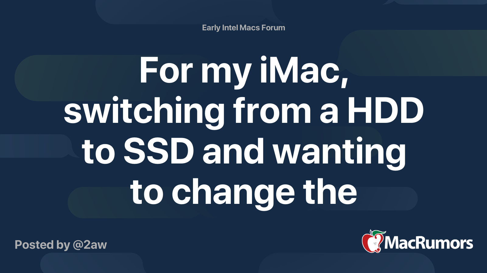 For my iMac, switching from a HDD to SSD and wanting to change the filesystem to APFS, is there ...