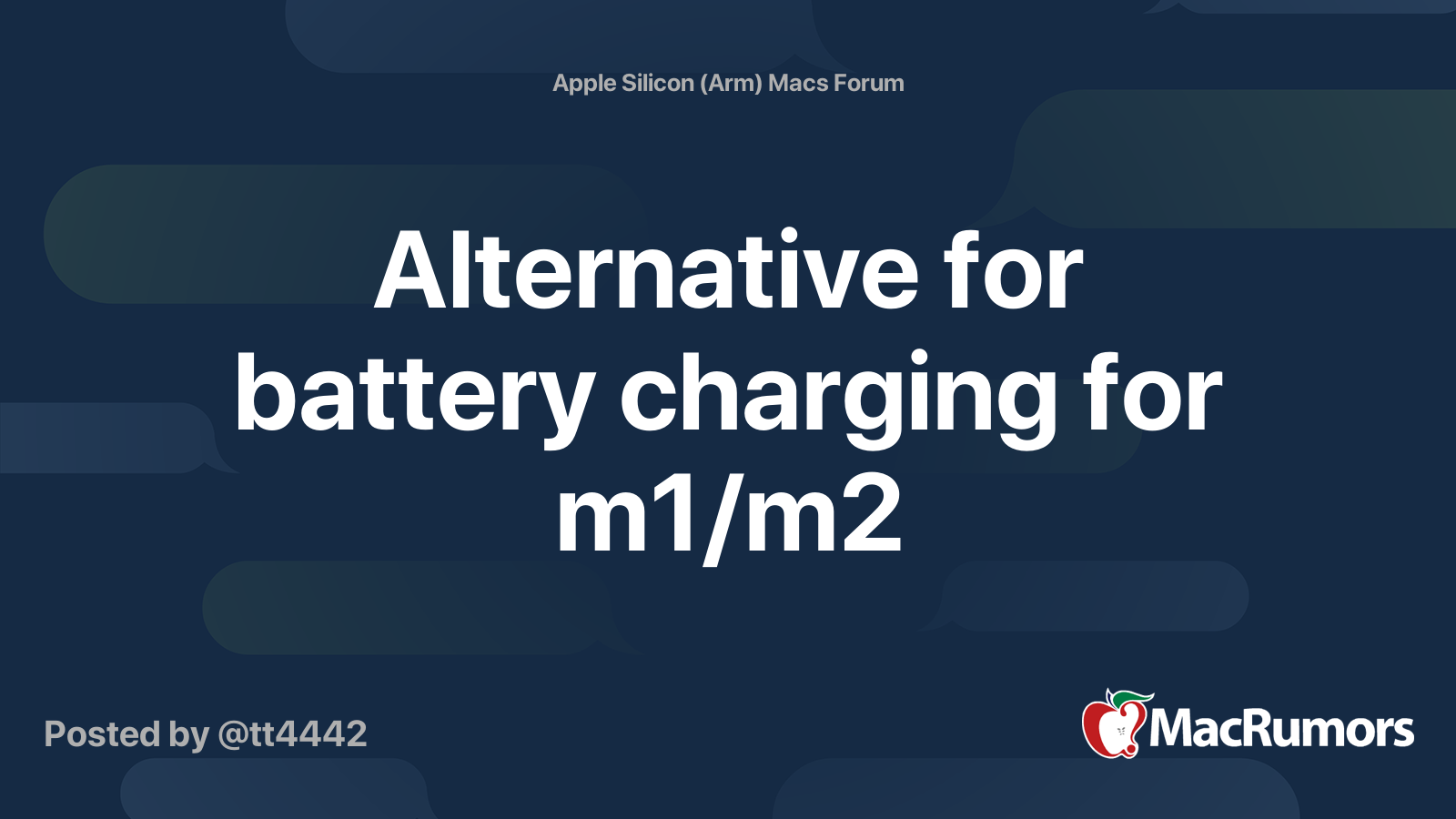 Alternative for battery charging for m1/m2 | MacRumors Forums