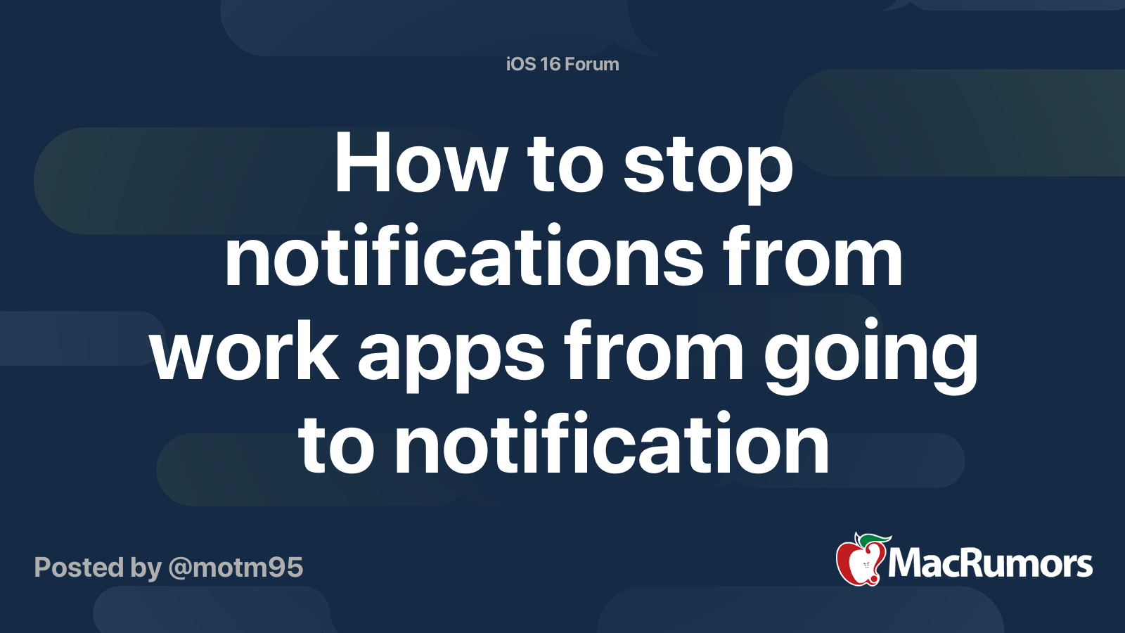 How to stop notifications from work apps from going to notification center when home focus is ...