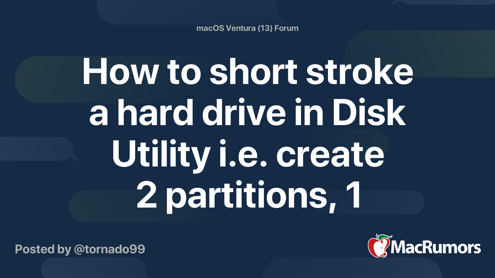 How to short stroke a hard drive in Disk Utility i.e. create 2 partitions, 1 unformatted ...