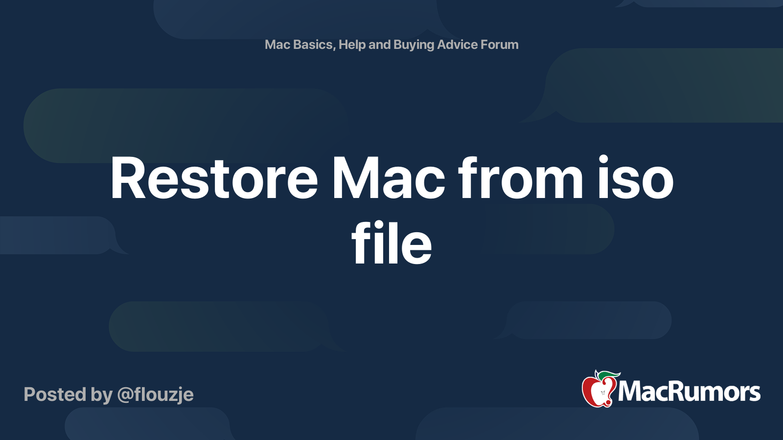 Restore Mac from iso file | MacRumors Forums