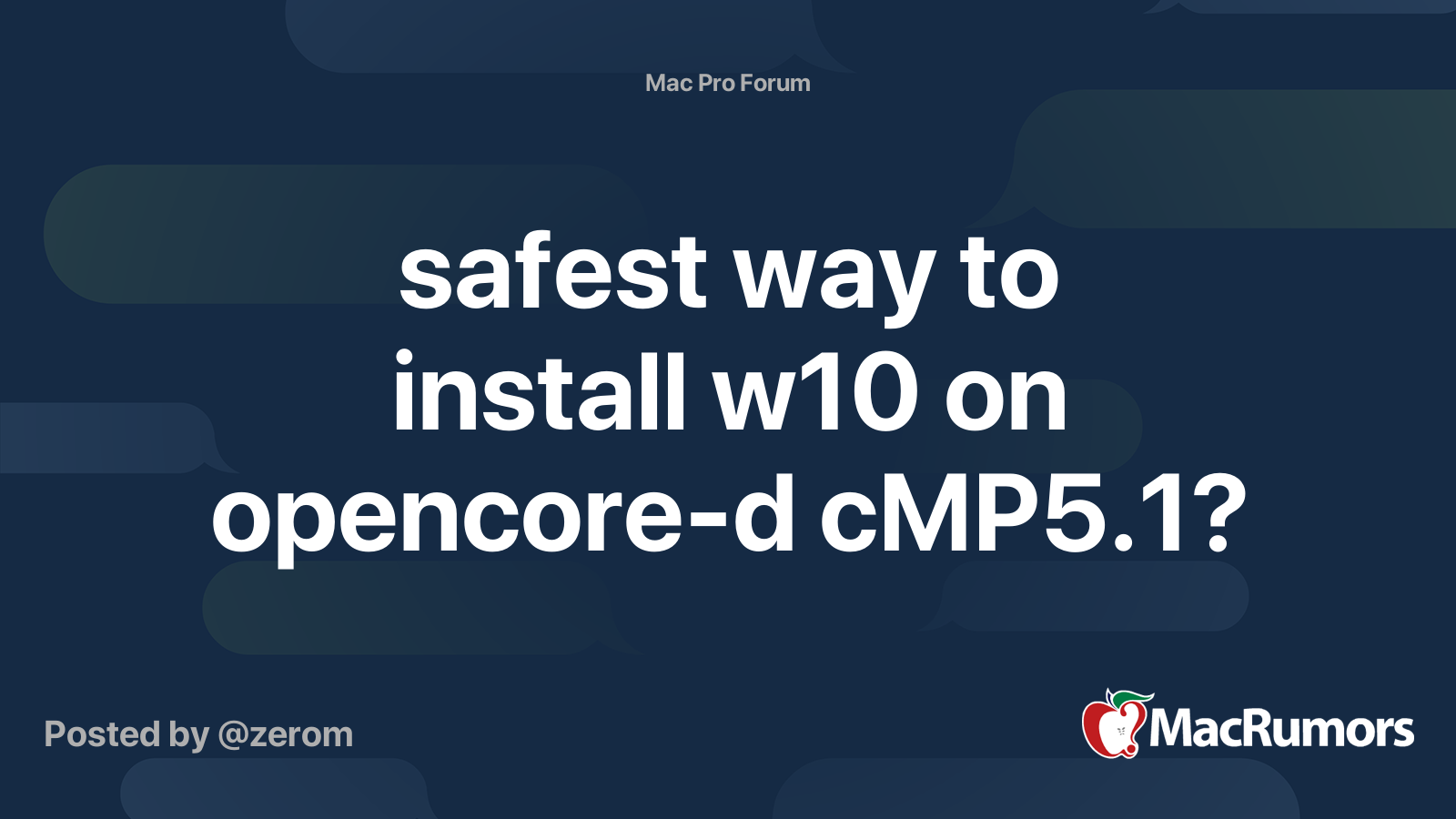 safest way to install w10 on opencore-d cMP5.1? | MacRumors Forums