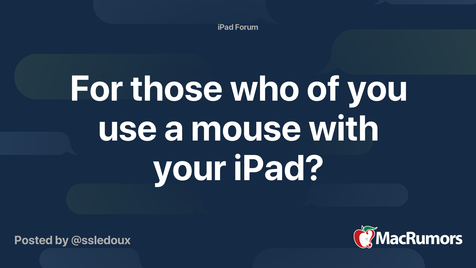 For those who of you use a mouse with your iPad? | MacRumors Forums