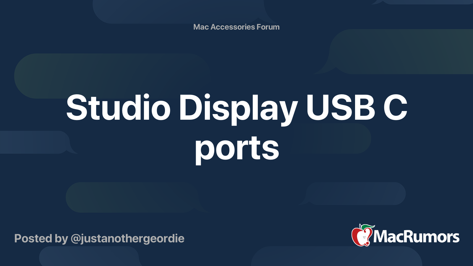 Studio Display USB C ports | MacRumors Forums