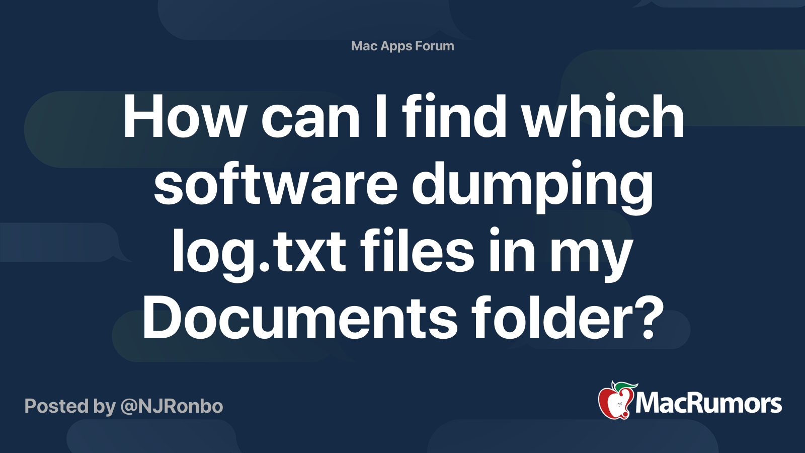 How can I find which software dumping log.txt files in my Documents folder? | MacRumors Forums