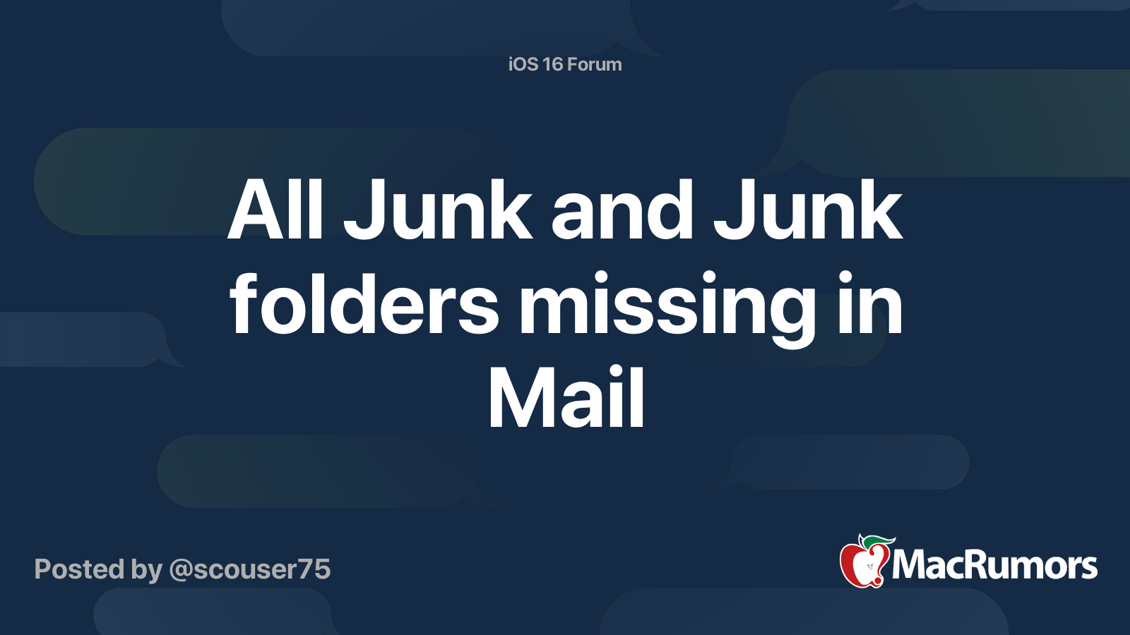 All Junk and Junk folders missing in Mail | MacRumors Forums