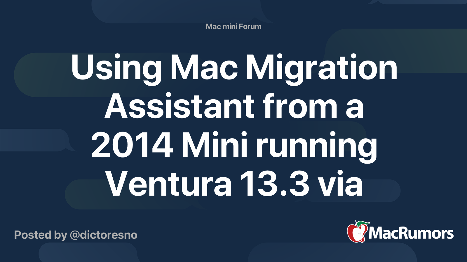 Using Mac Migration Assistant from a 2014 Mini running Ventura 13.3 via OCLP to a new M2 Mini ...