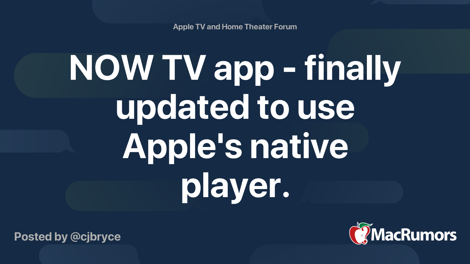 NOW TV app - finally updated to use Apple's native player. | MacRumors Forums