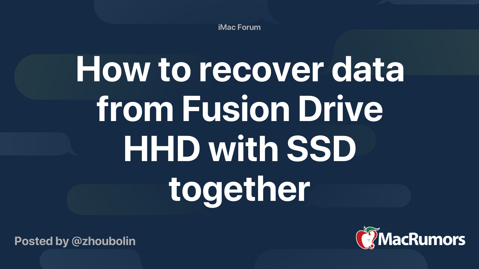 How to recover data from Fusion Drive HHD with SSD together | MacRumors Forums