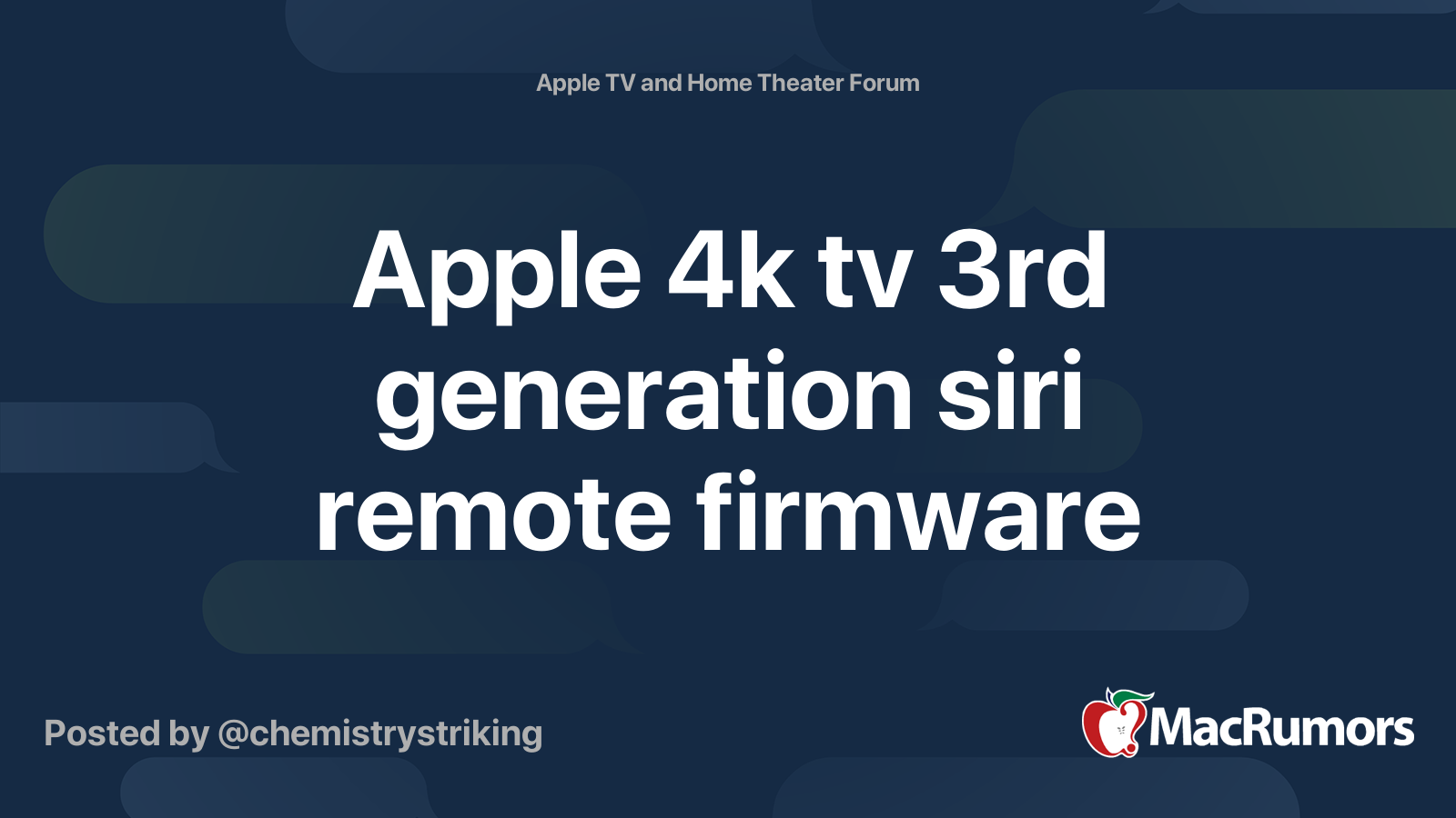 Apple 4k tv 3rd generation siri remote firmware | MacRumors Forums