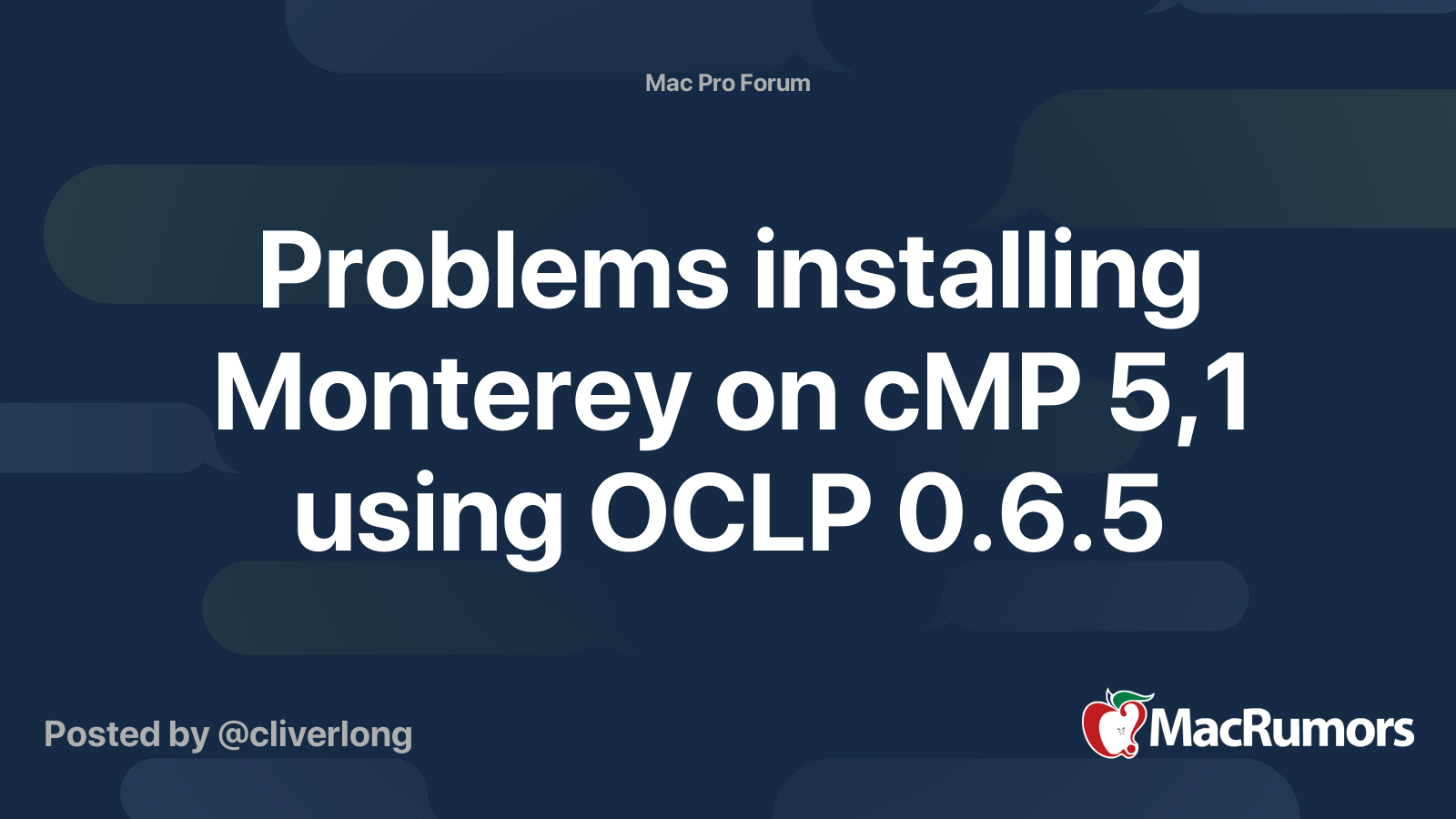 Problems installing Monterey on cMP 5,1 using OCLP 0.6.5 | MacRumors Forums