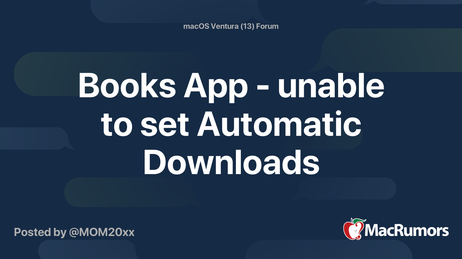 Books App - unable to set Automatic Downloads | MacRumors Forums
