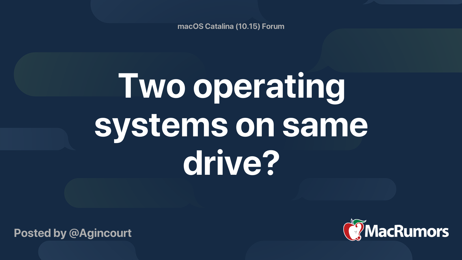 Two operating systems on same drive? | MacRumors Forums