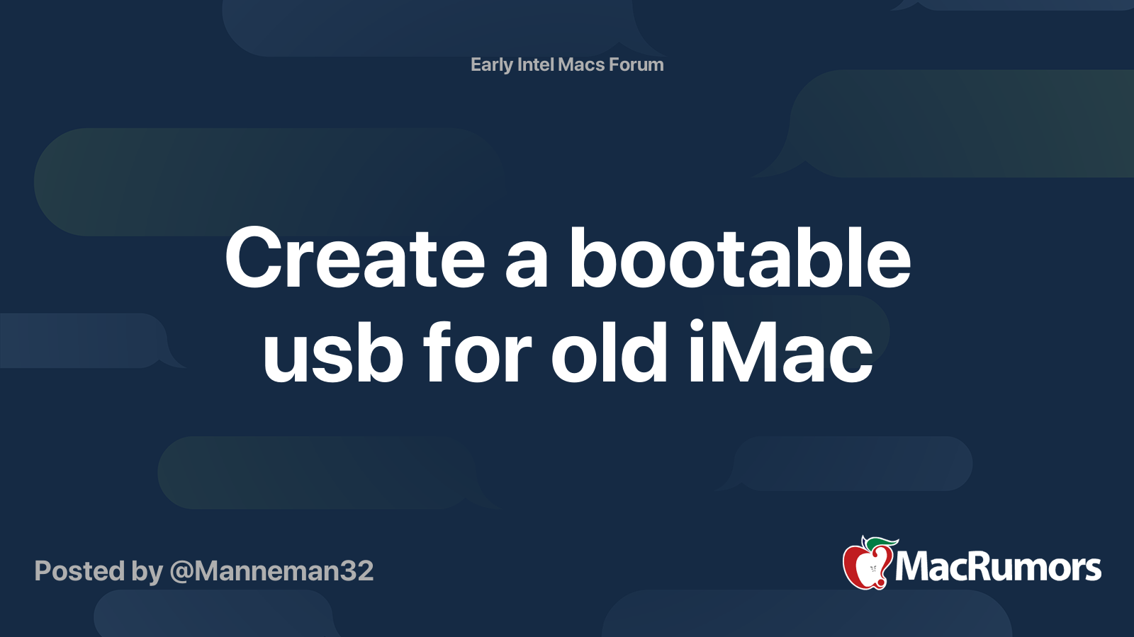 Create a bootable usb for old iMac | MacRumors Forums