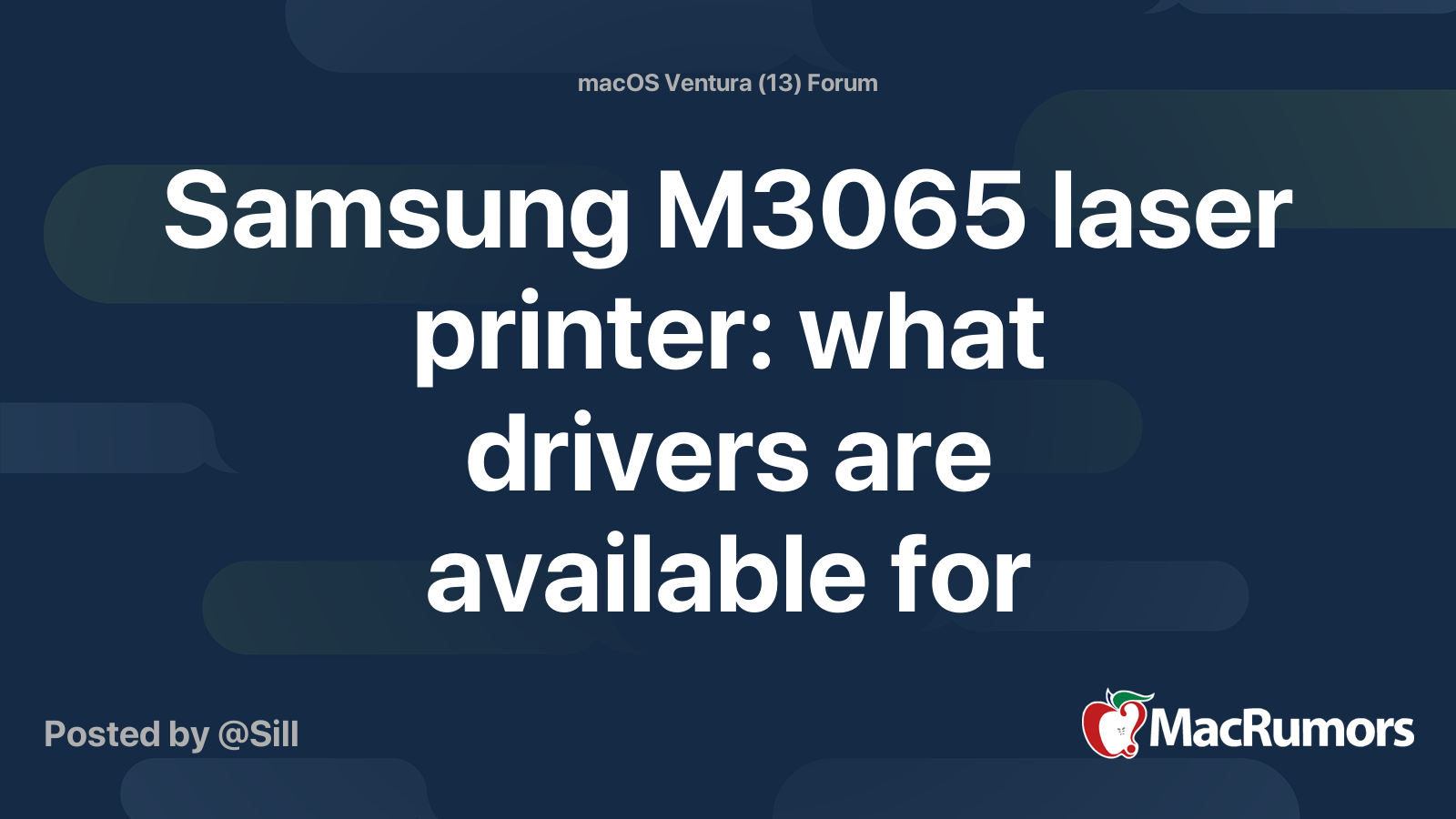 Samsung M3065 laser printer: what drivers are available for Ventura? | MacRumors Forums