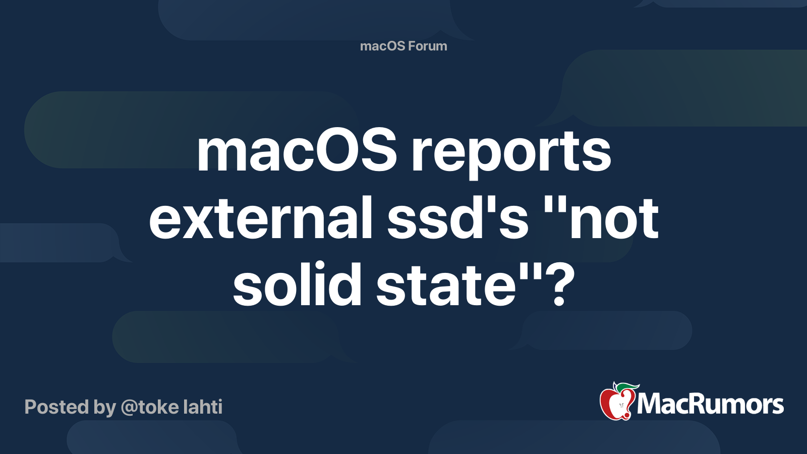 macOS reports external ssd's "not solid state"? | MacRumors Forums