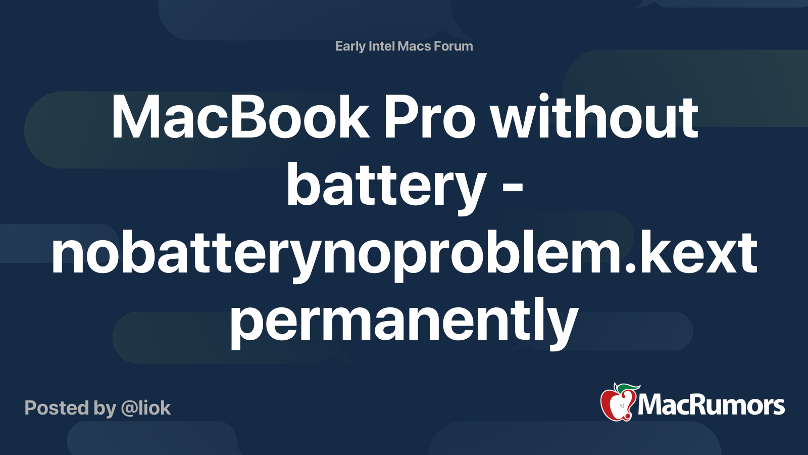 MacBook Pro without battery - nobatterynoproblem.kext permanently | MacRumors Forums
