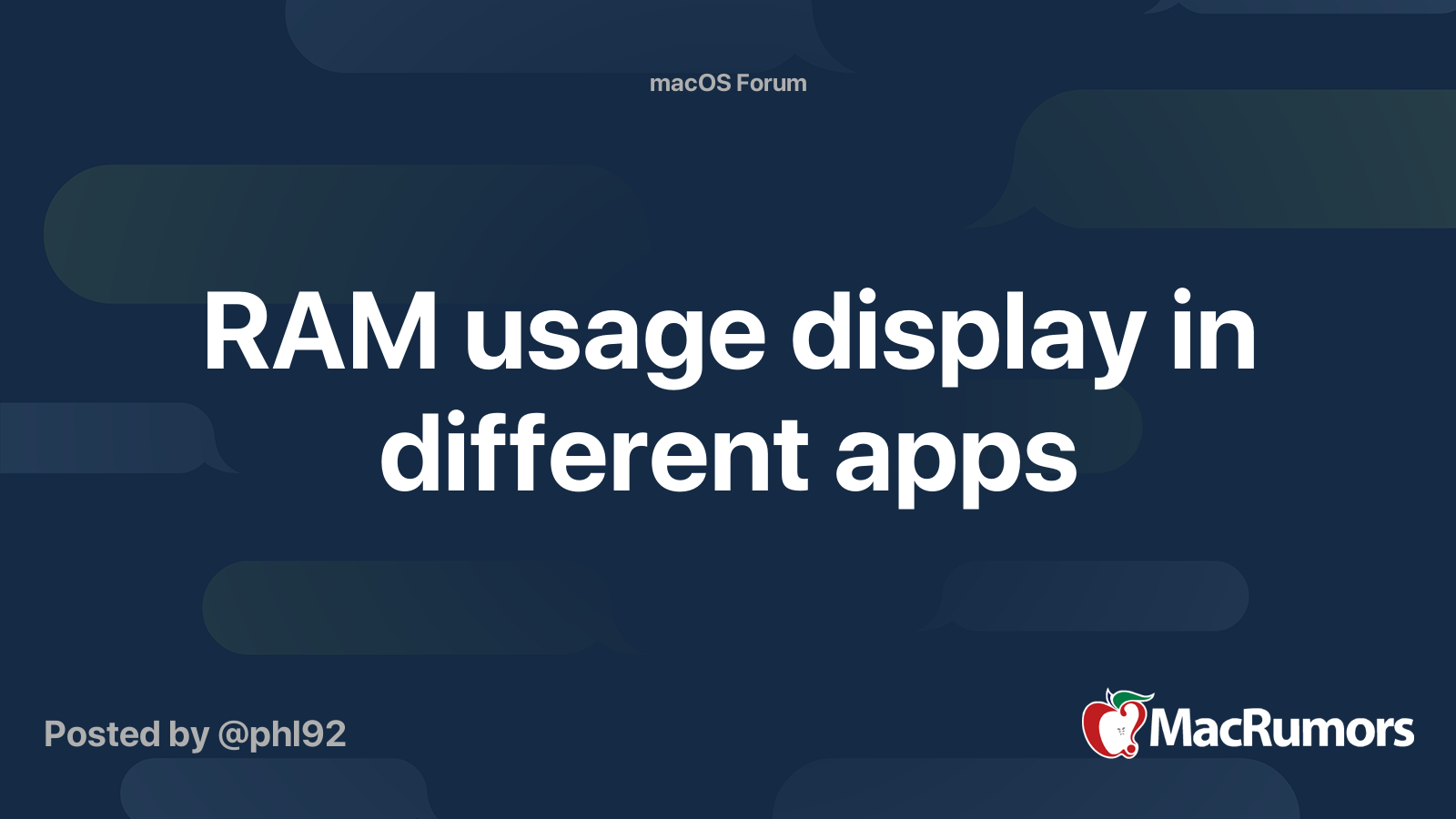 RAM usage display in different apps | MacRumors Forums