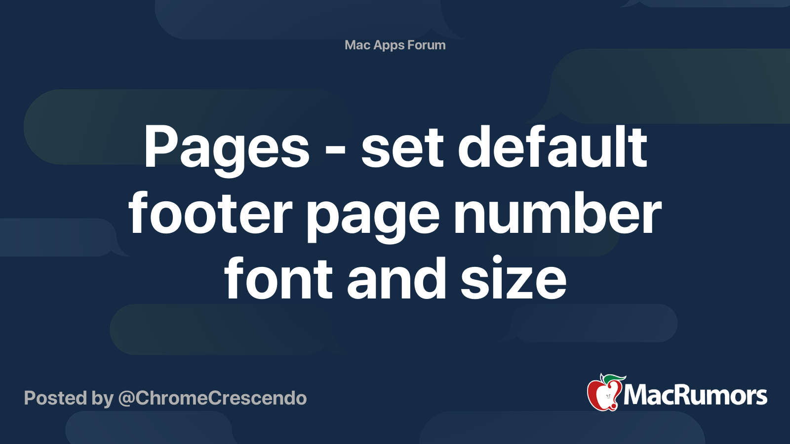 Pages - set default footer page number font and size | MacRumors Forums