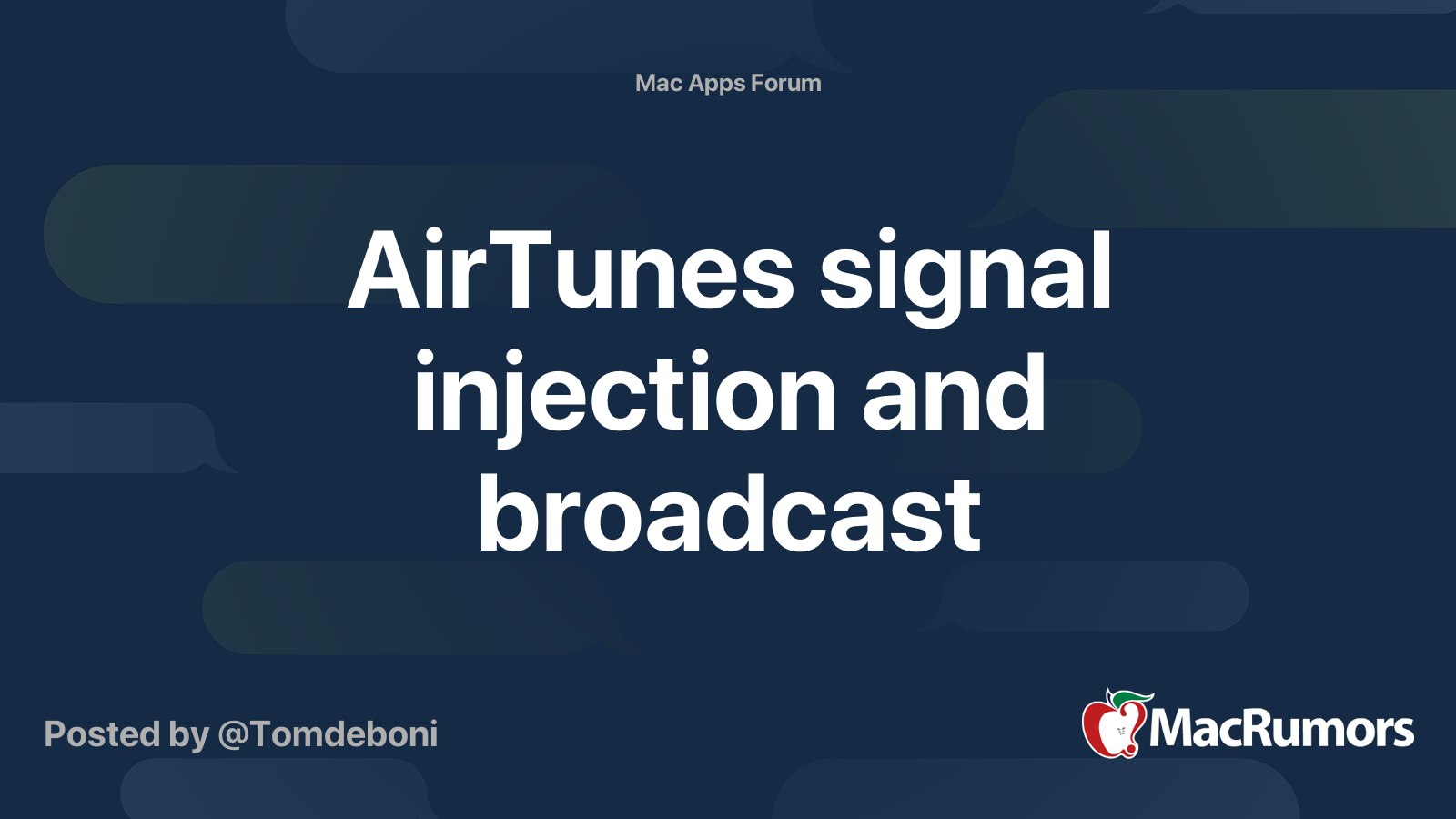 AirTunes signal injection and broadcast | MacRumors Forums