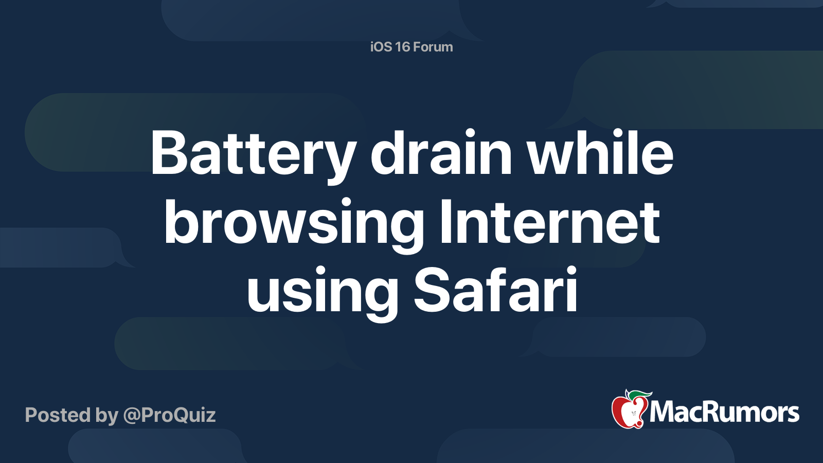 Battery drain while browsing Internet using Safari | MacRumors Forums