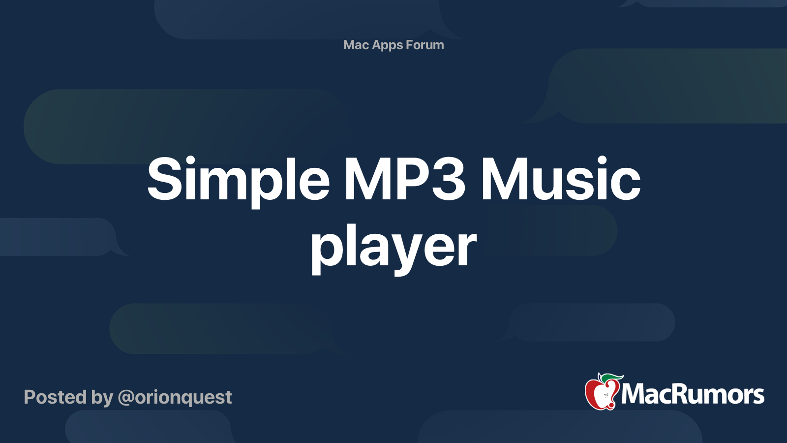 Simple MP3 Music player | MacRumors Forums