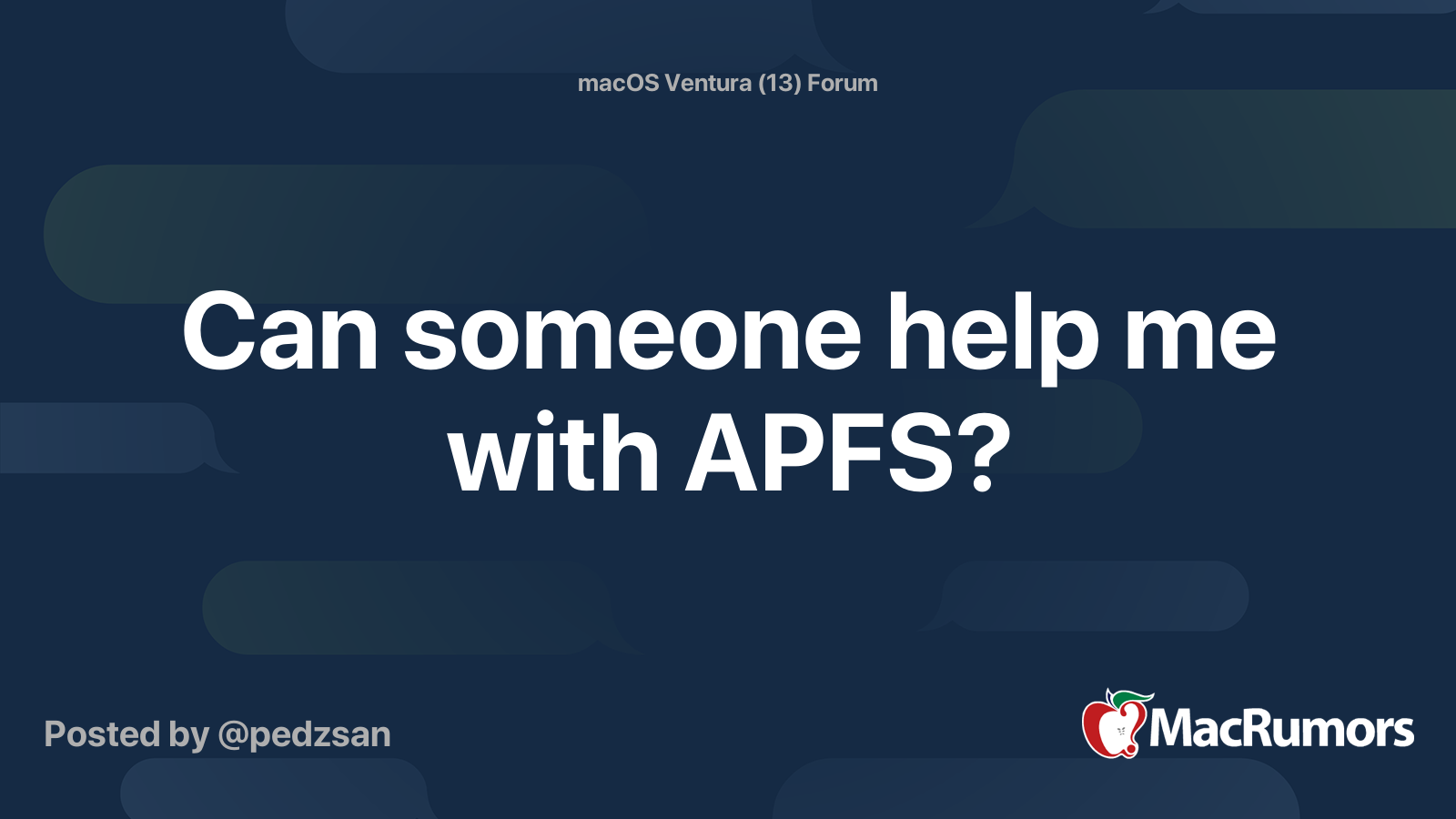 Can someone help me with APFS? | MacRumors Forums