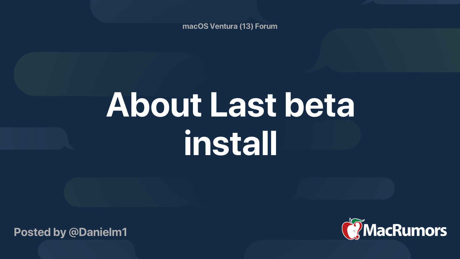 About Last beta install | MacRumors Forums