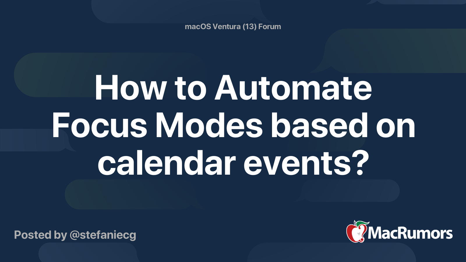 How to Automate Focus Modes based on calendar events? | MacRumors Forums