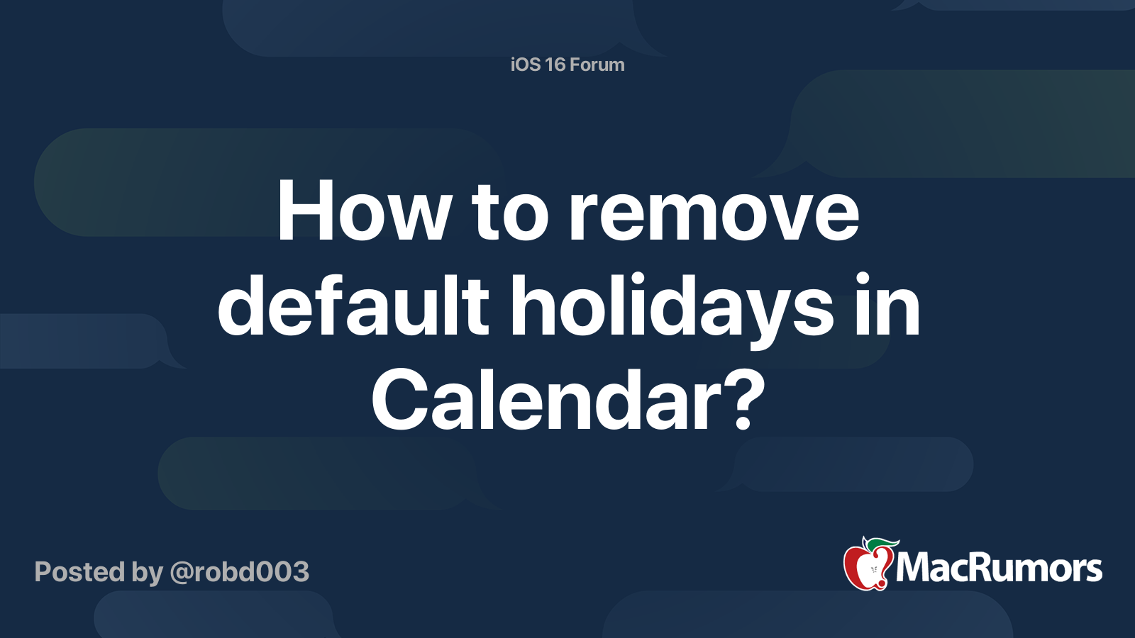 How to remove default holidays in Calendar? | MacRumors Forums