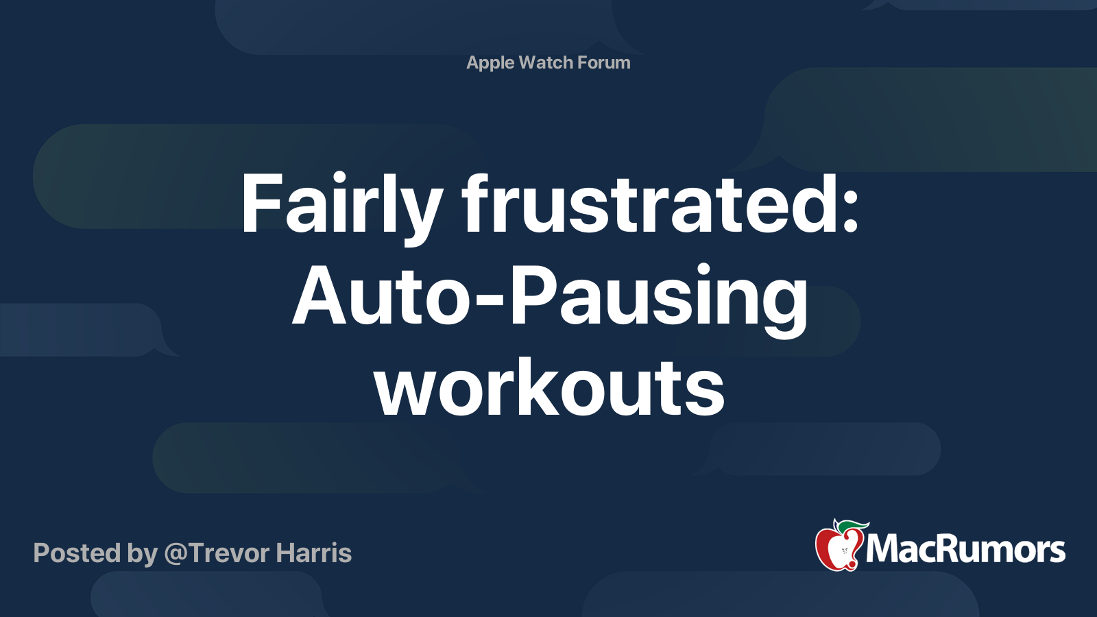 Fairly frustrated: Auto-Pausing workouts | MacRumors Forums