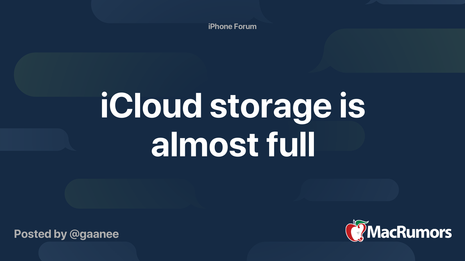 iCloud storage is almost full | MacRumors Forums