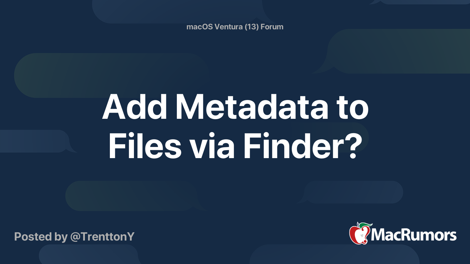 Add Metadata to Files via Finder? | MacRumors Forums