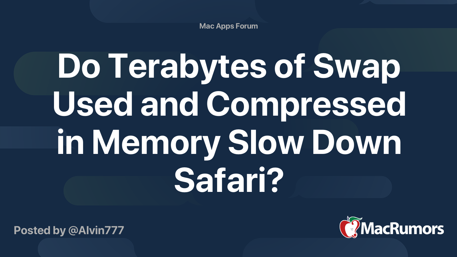Do Terabytes of Swap Used and Compressed in Memory Slow Down Safari ...