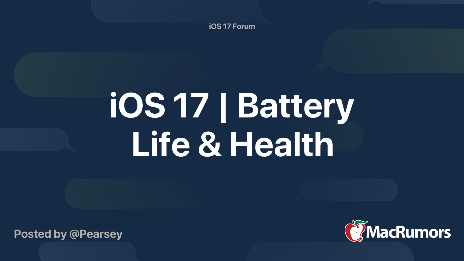 iOS 17 | Battery Life & Health | MacRumors Forums