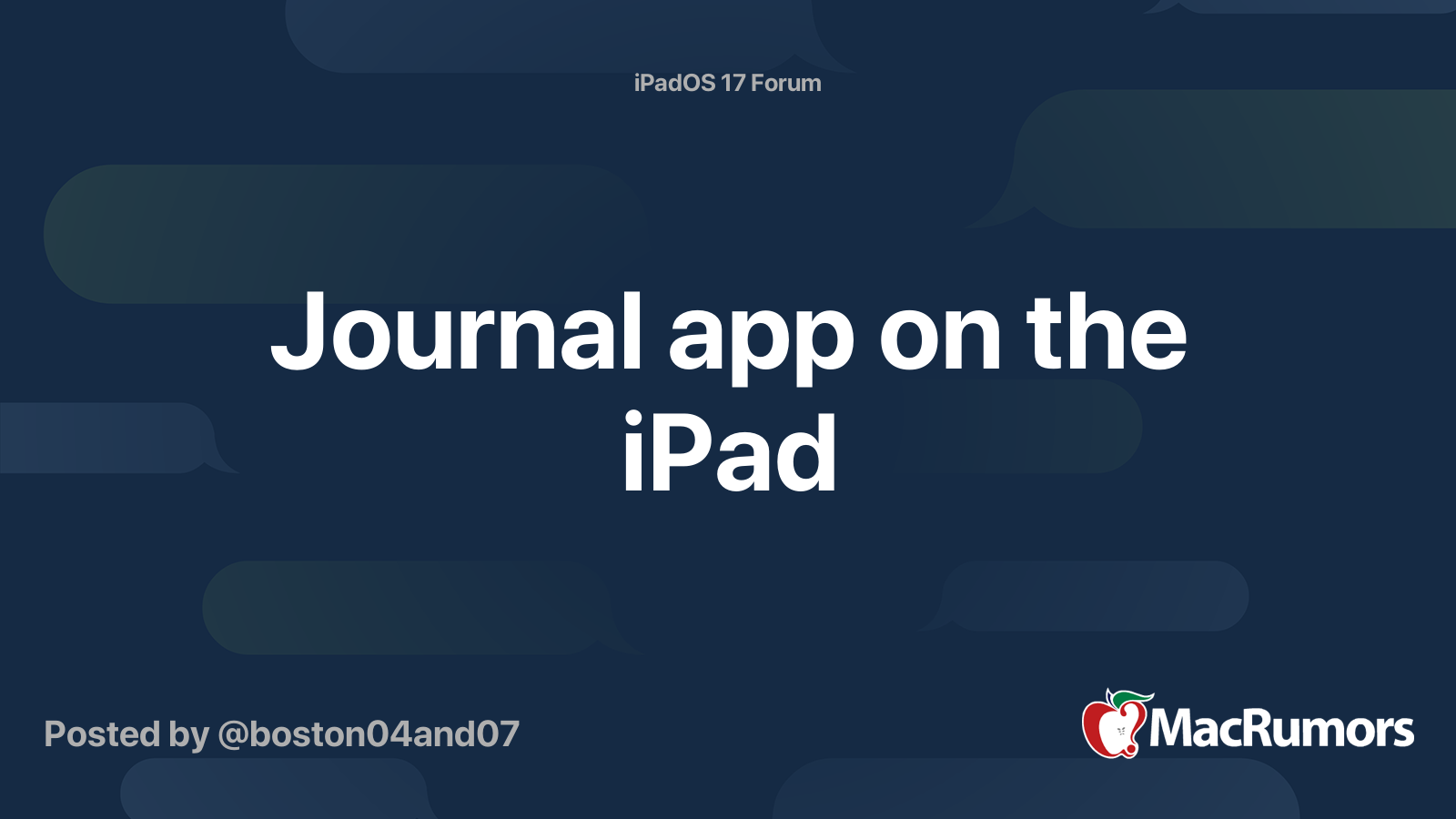 Journal app on the iPad | MacRumors Forums