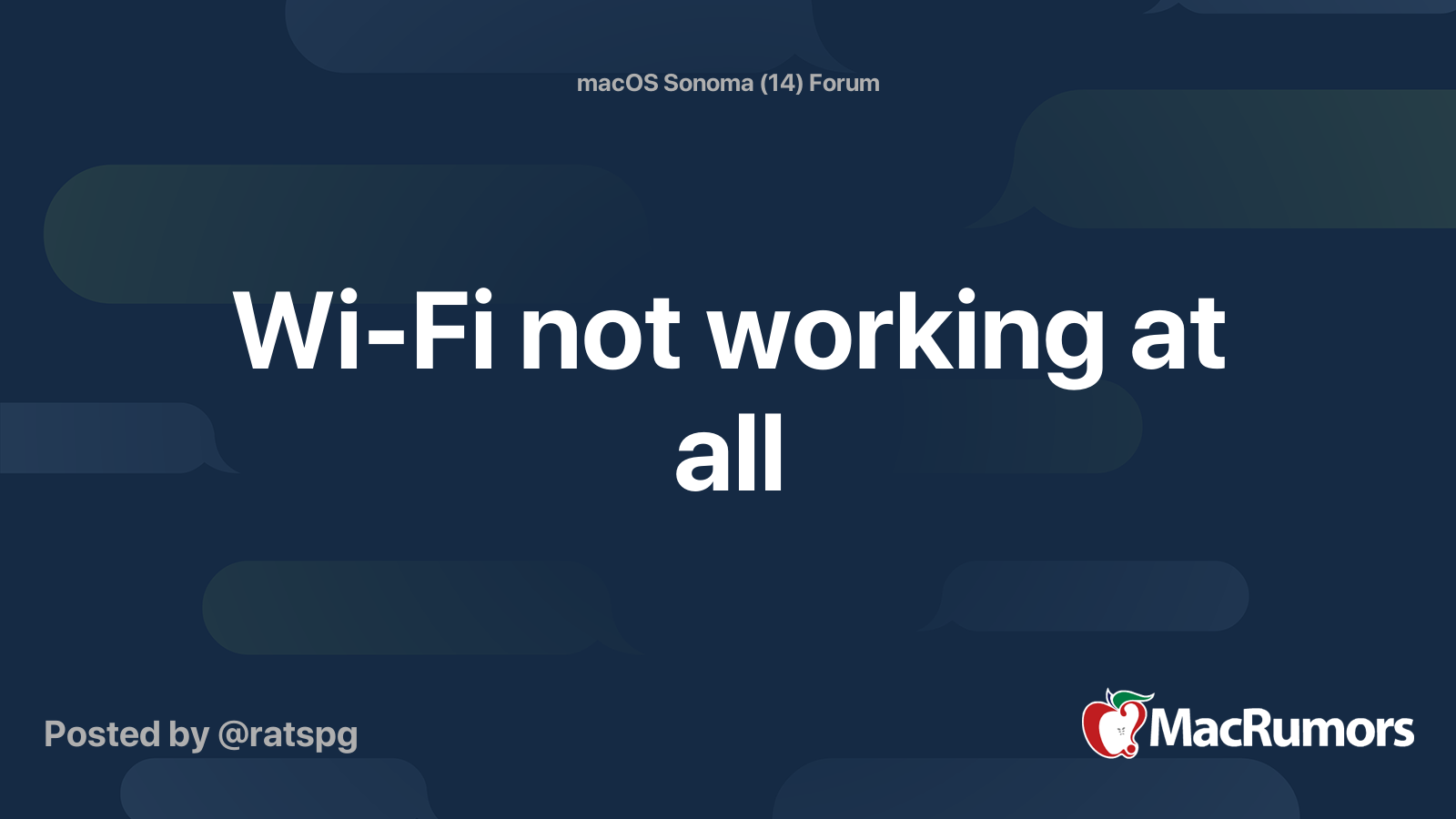 Wi-Fi not working at all | MacRumors Forums