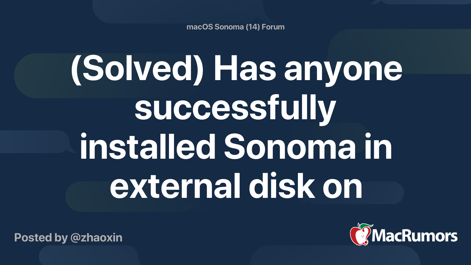 (Solved) Has anyone successfully installed Sonoma in external disk on Apple Silicon Macs ...