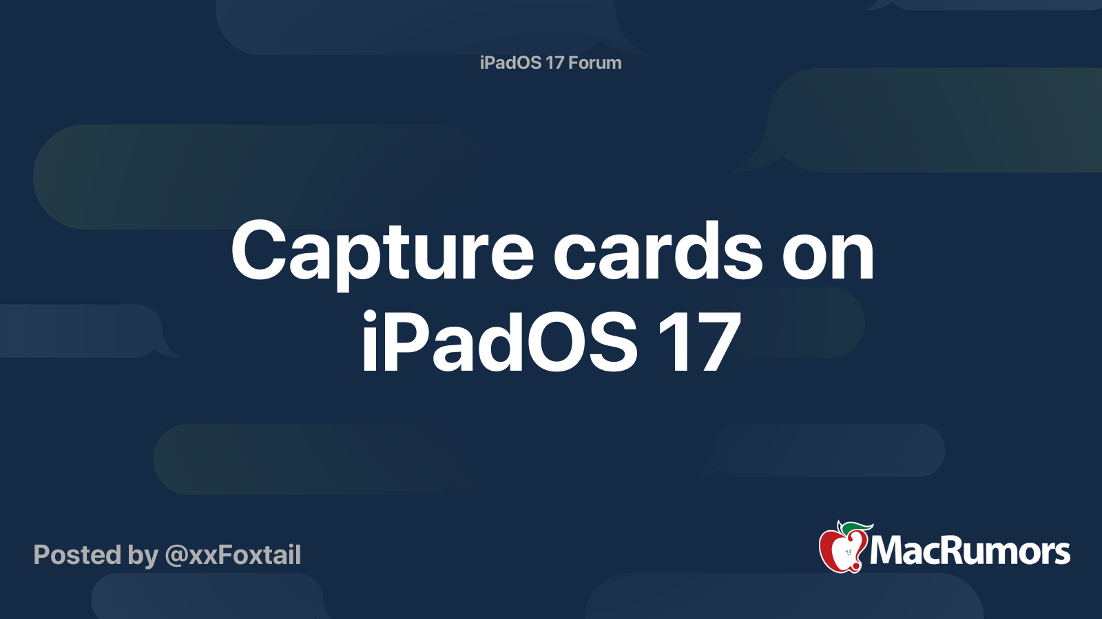Capture cards on iPadOS 17 | MacRumors Forums