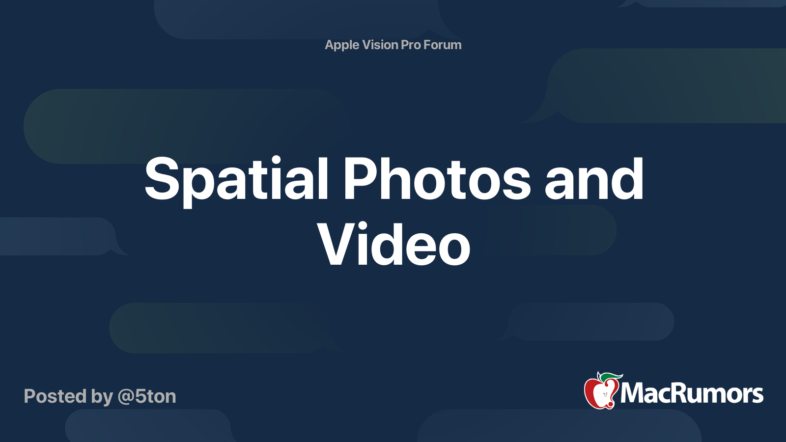 Spatial Photos and Video | MacRumors Forums