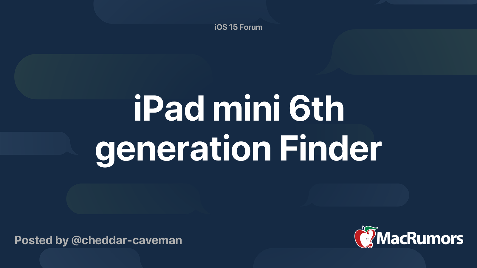 iPad mini 6th generation Finder | MacRumors Forums