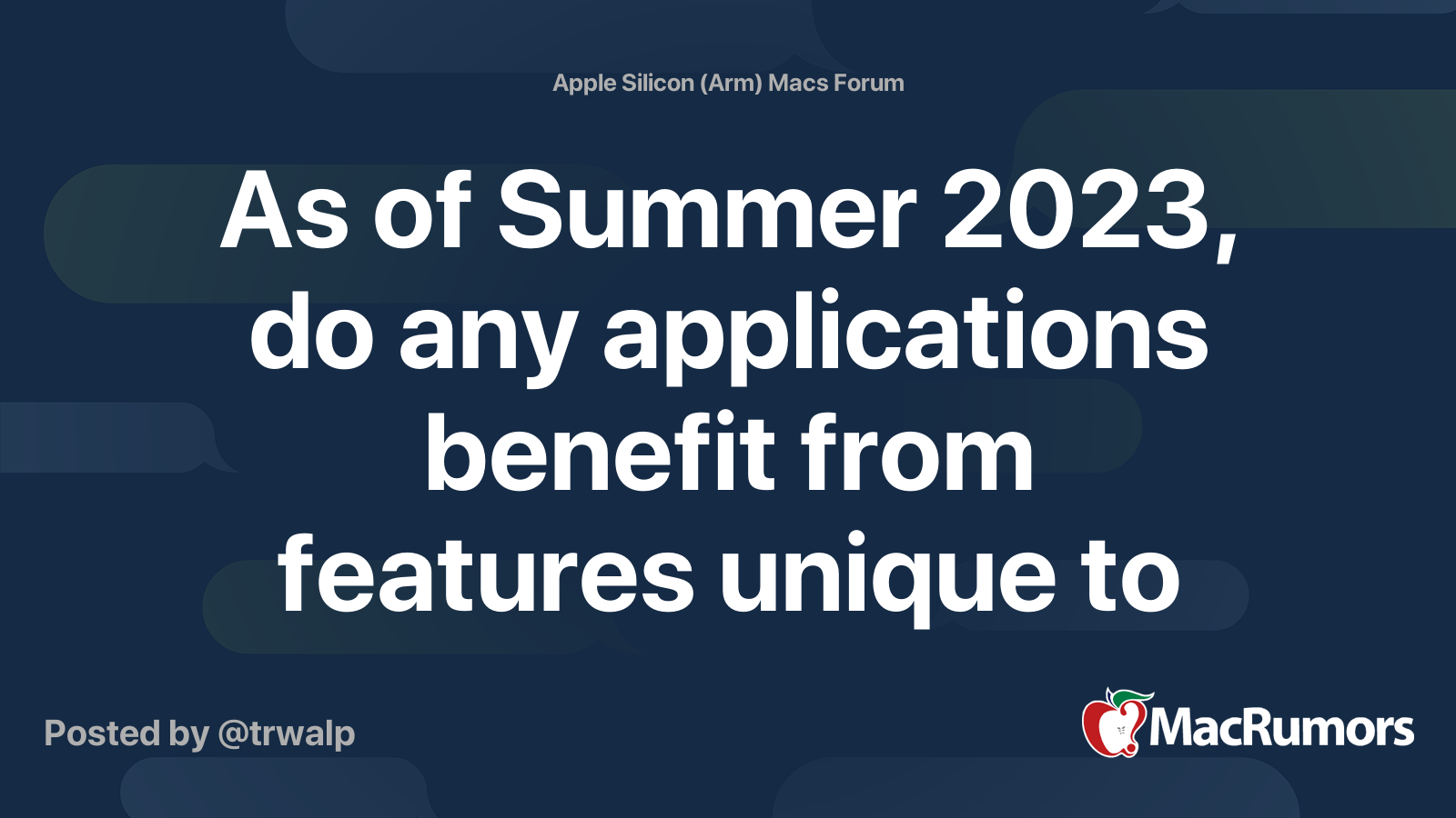 As of Summer 2023, do any applications benefit from features unique to the Apple M2? | MacRumors ...