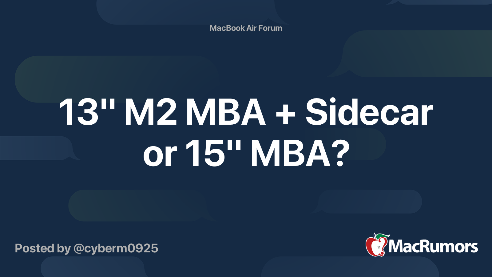 13" M2 MBA + Sidecar or 15" MBA? | MacRumors Forums