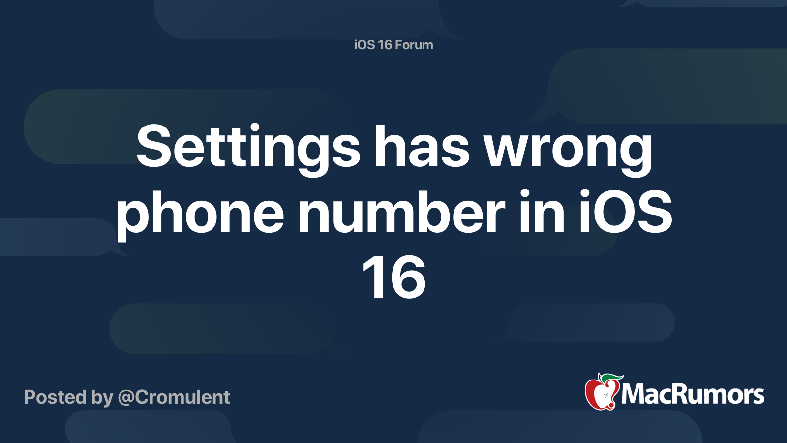 Settings has wrong phone number in iOS 16 | MacRumors Forums