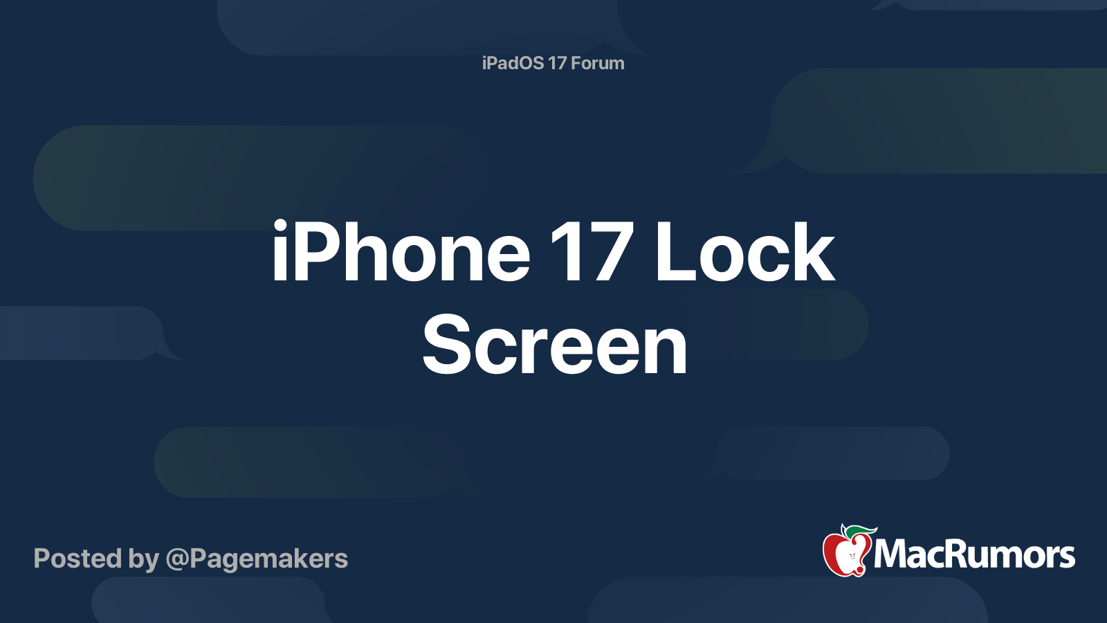 iPhone 17 Lock Screen | MacRumors Forums