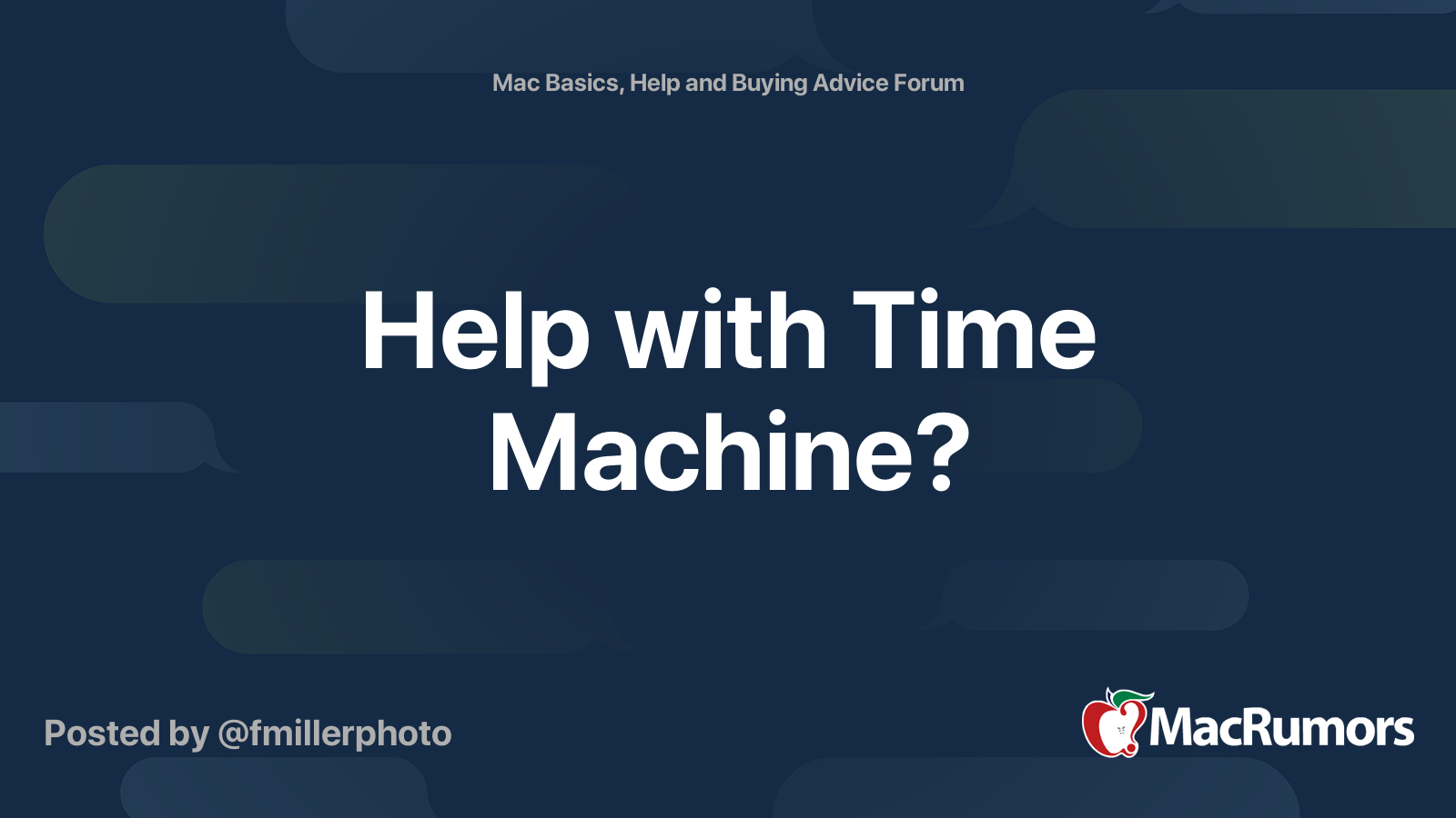 Help with Time Machine? | MacRumors Forums